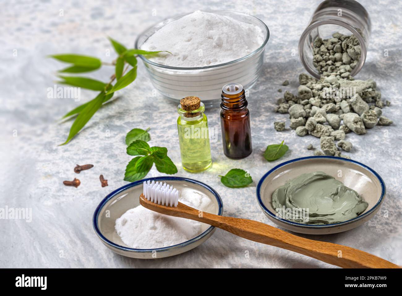 Homemade toothpaste made from baking soda, green clay and mint ...