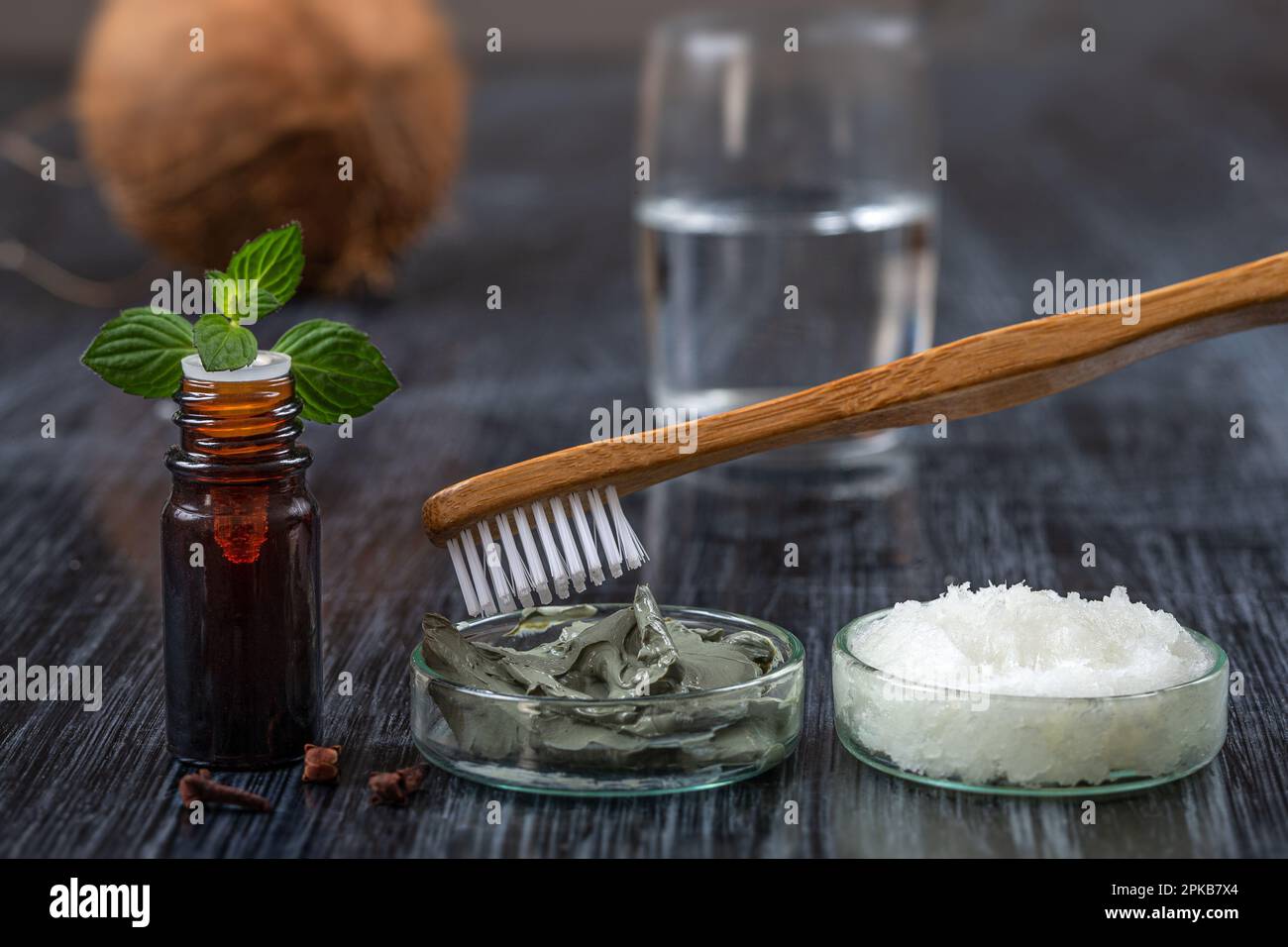 Homemade toothpaste made from coconut oil, green clay and mint ...