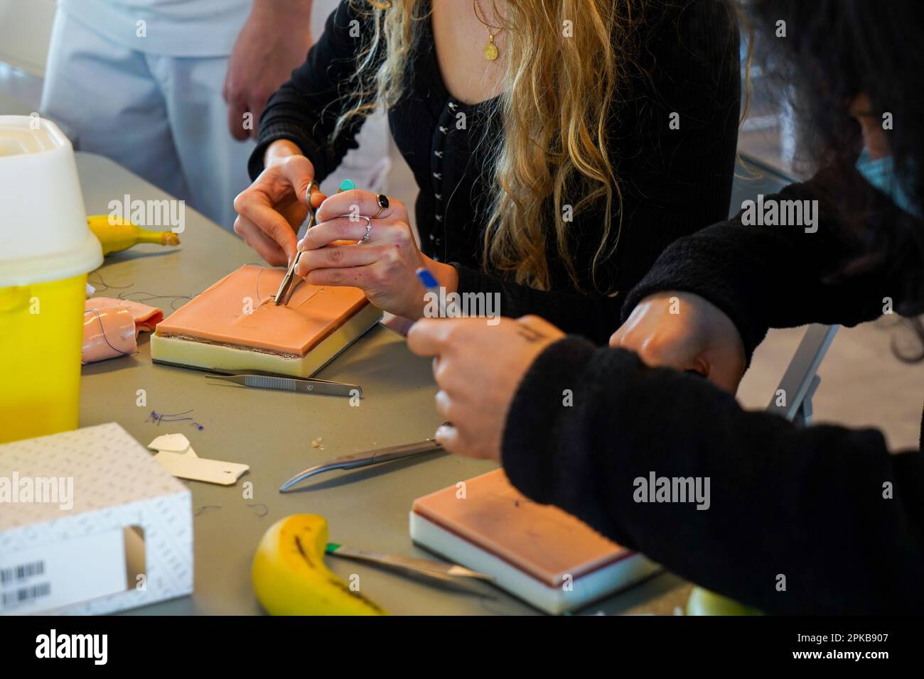 5th year students during a sewing workshop. The students learn the ...