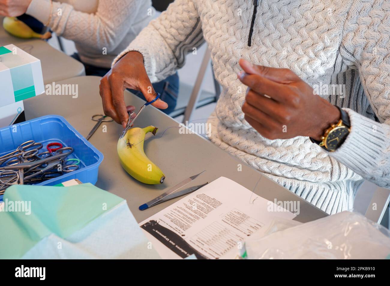 5th year students during a sewing workshop. The students learn the ...
