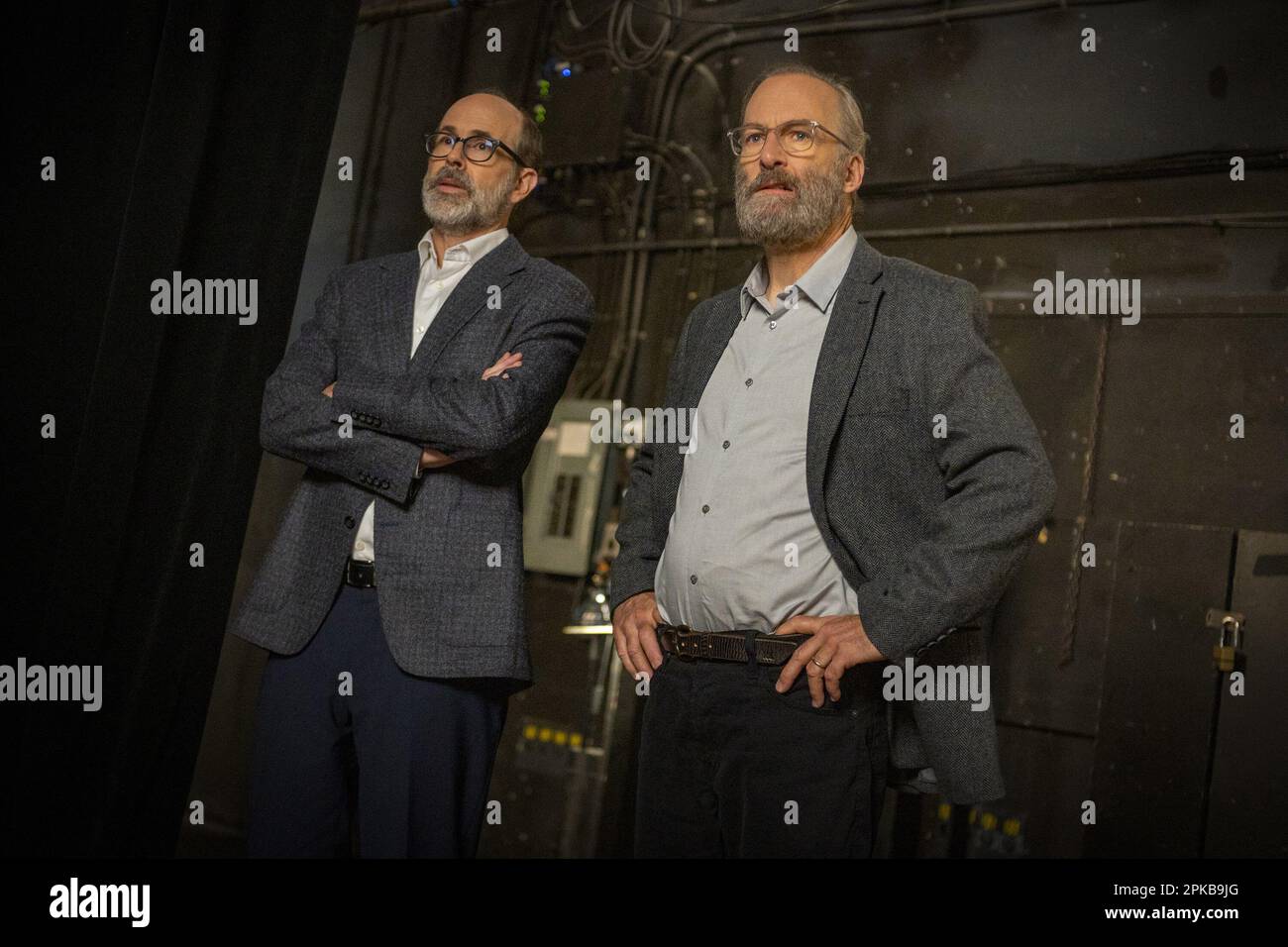 LUCKY HANK, from left: Brian Huskey, Bob Odenkirk, George Saunders ...