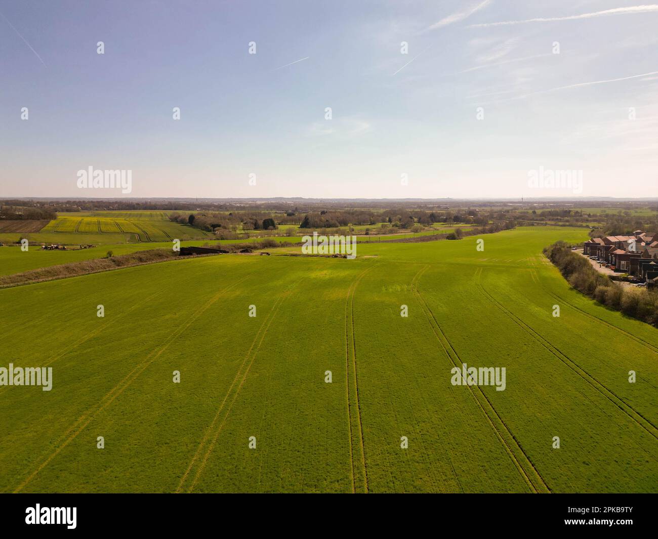 Aerial view of a farm fields in a sunny day Stock Photo - Alamy