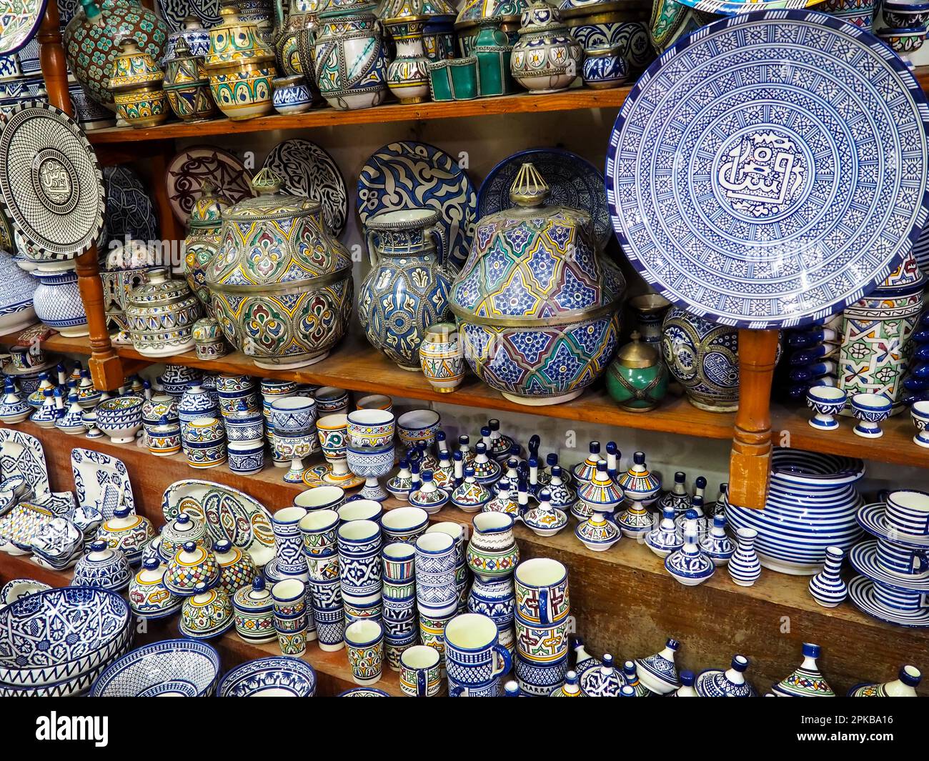 Marrakech, Morocco - January 1st, 2020: Handmade colourful decorated ...