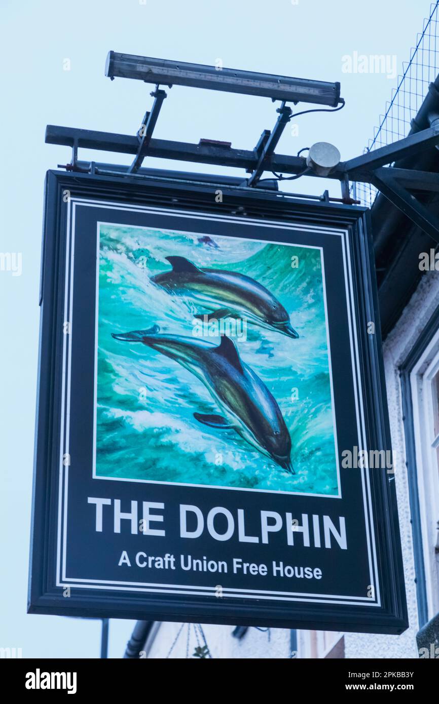 England, Dorset, Blandford Forum, The Dolphin Pub Sign Stock Photo - Alamy