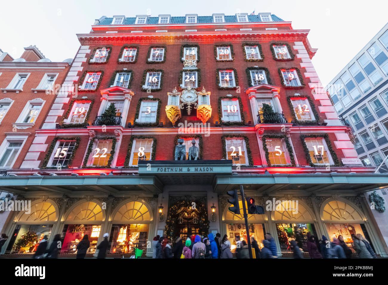 England, London, Piccadilly, Exterior View Fortnum & Mason Store with Christmas Decorations ...