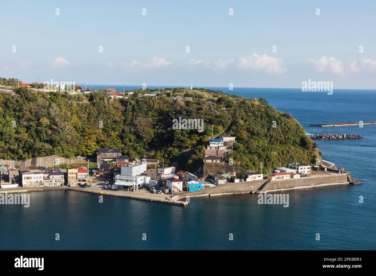 Japan, Honshu, Izu-Oshima Island, Habu-minato Harbour Village Stock ...