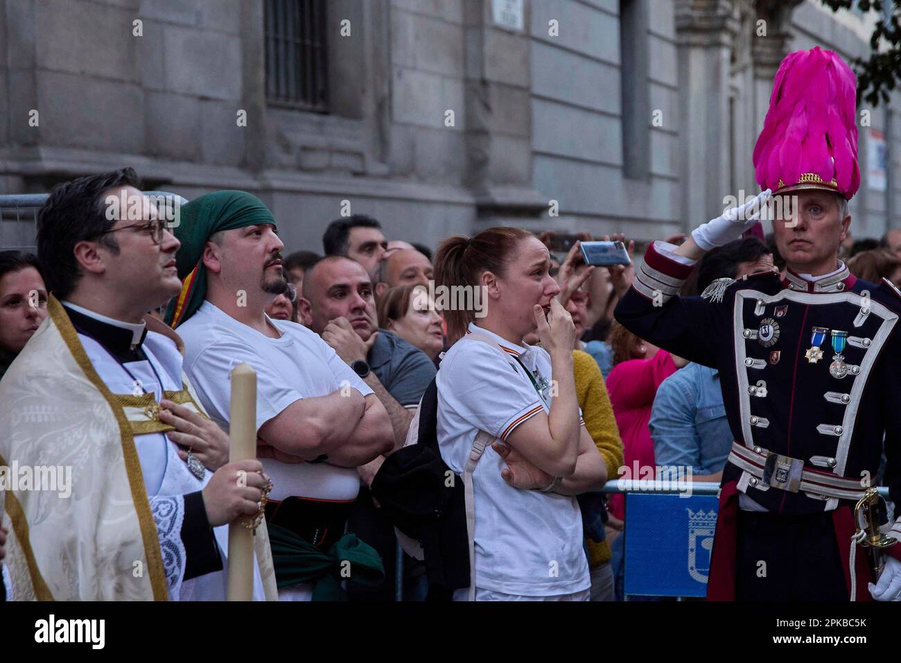 Several people attend the procession of Jesus del Gran Poder and Virgen ...
