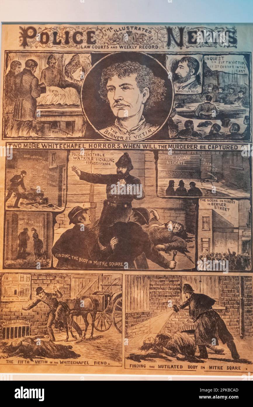 England, London, Historical Broadsheet Police News describing Murders ...