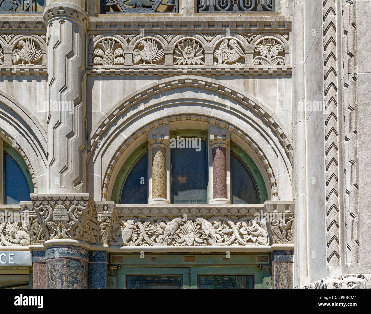 Williamsburgh Savings Bank’s limestone base is richly carved with ...