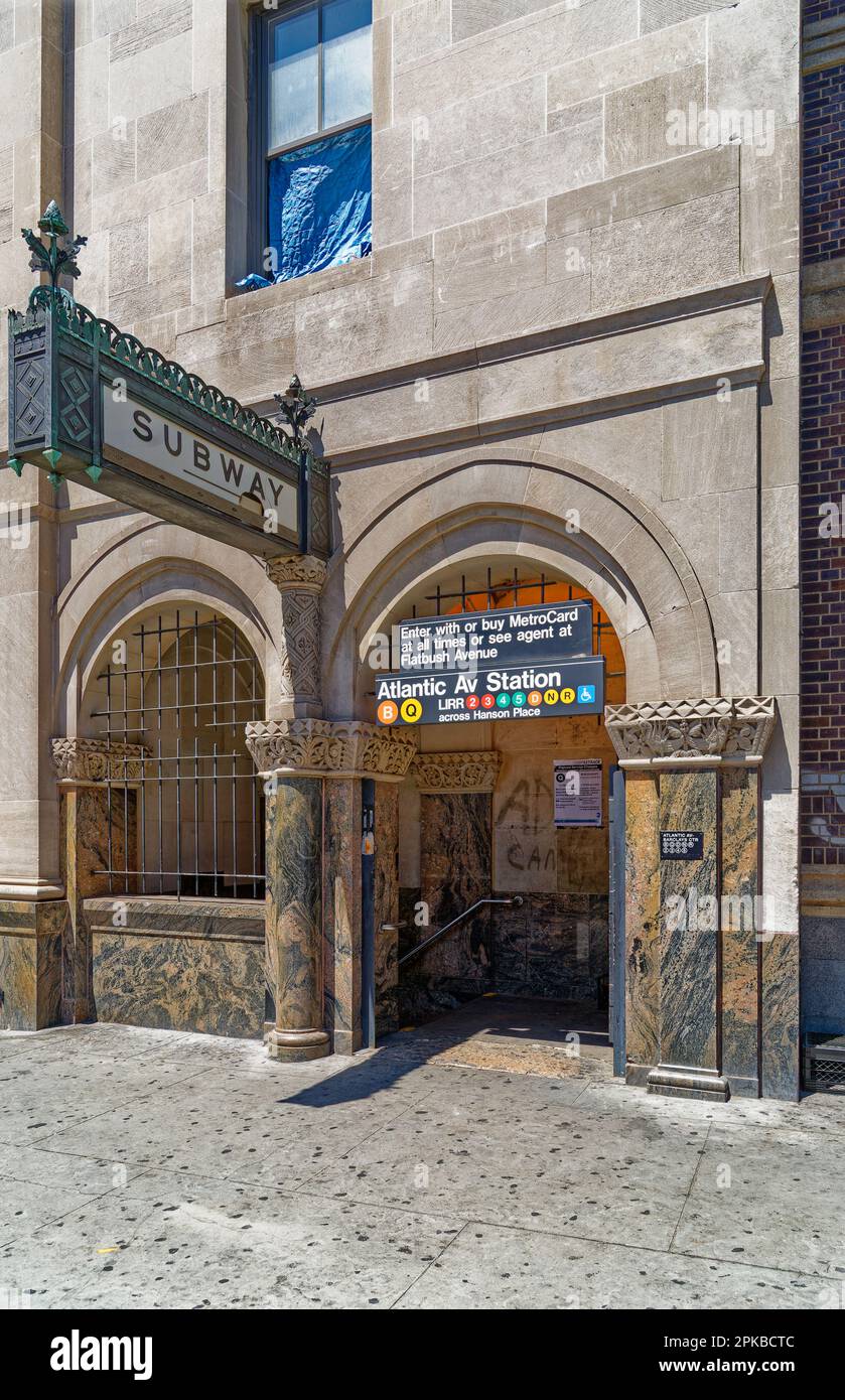 Williamsburgh Savings Bank’s limestone base is richly carved with ...