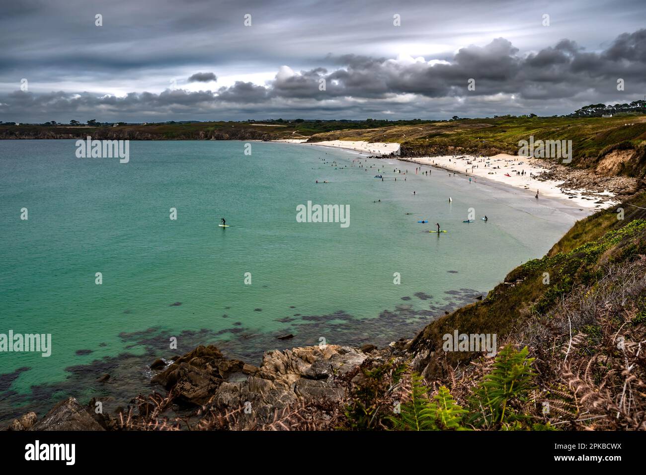 Beach Les Blancs Sablons At Village Le Conquet At The Finistere ...