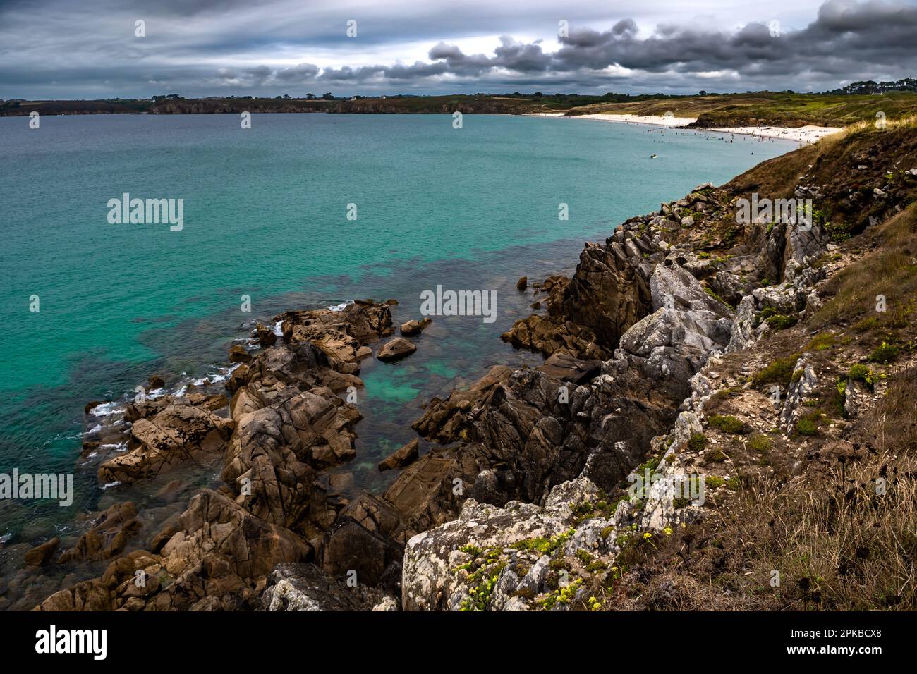 Beach Les Blancs Sablons At Village Le Conquet At The Finistere ...