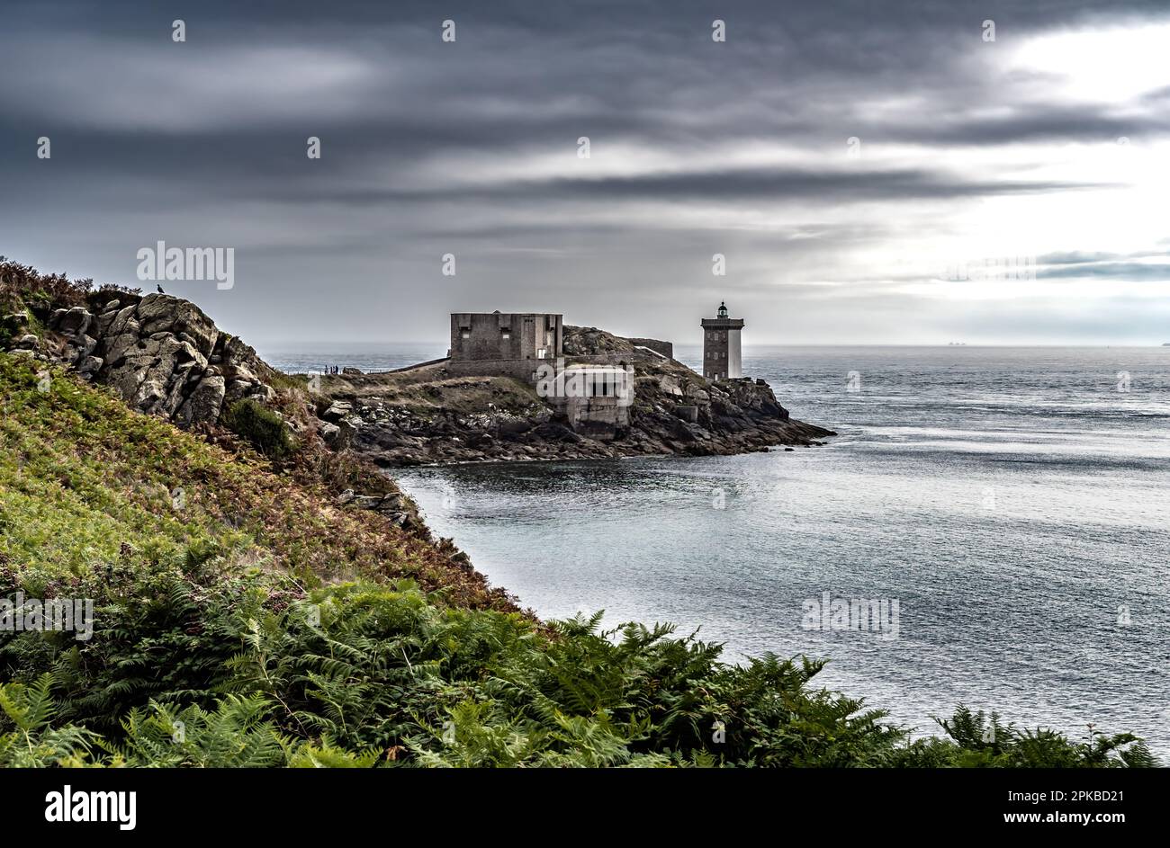 Lighthouse Phare De Kermorvan At Village Le Conquet At The Finistere ...