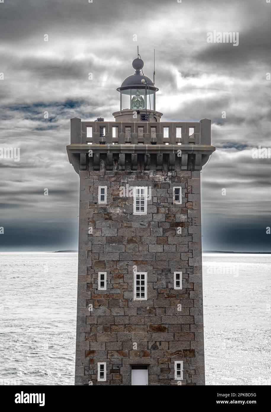 Lighthouse Phare De Kermorvan At Village Le Conquet At The Finistere ...