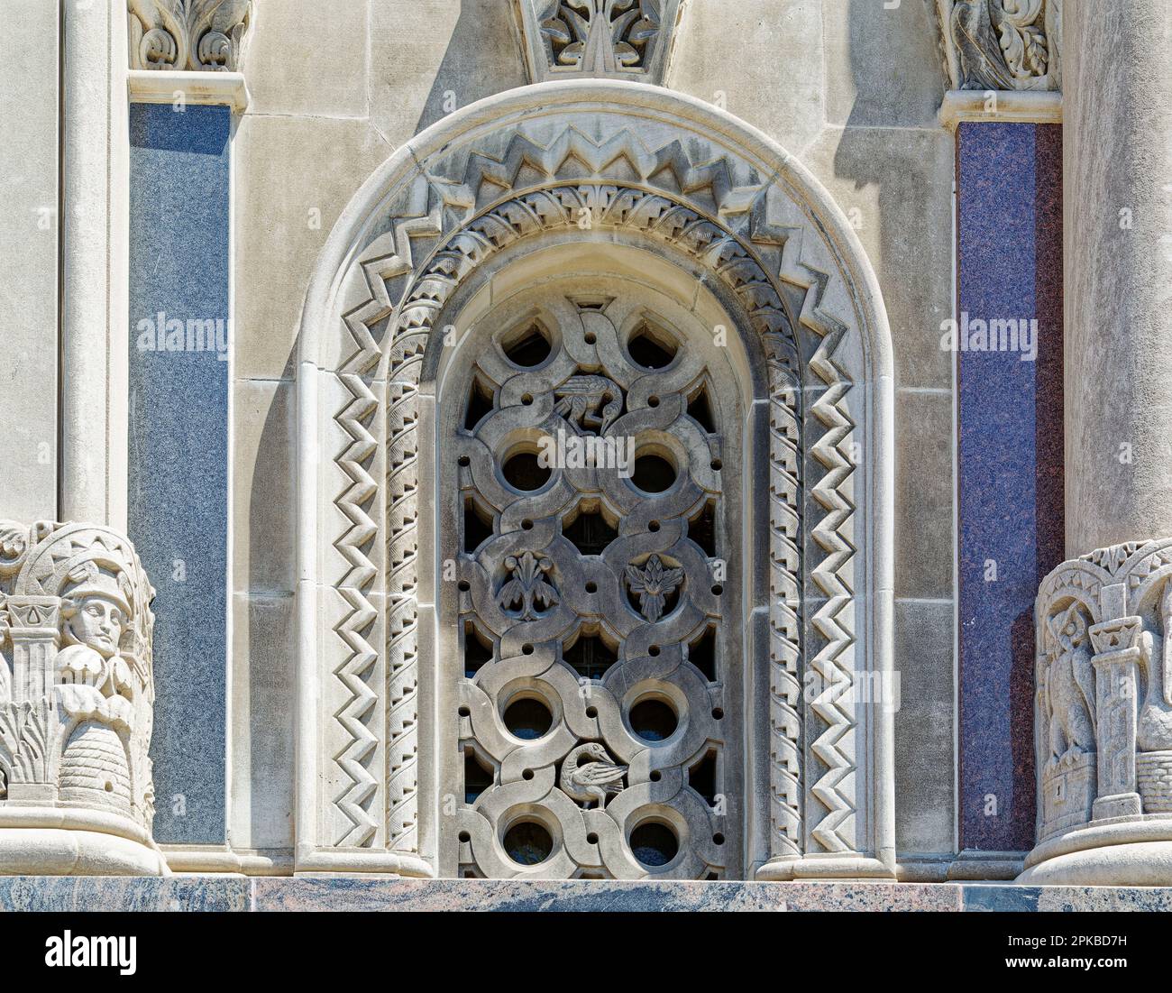 Williamsburgh Savings Bank’s limestone base is richly carved with ...