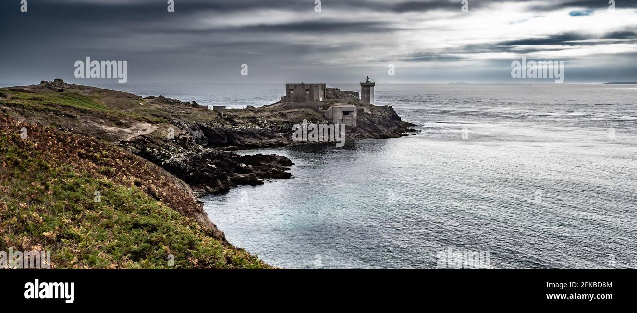Lighthouse Phare De Kermorvan At Village Le Conquet At The Finistere ...