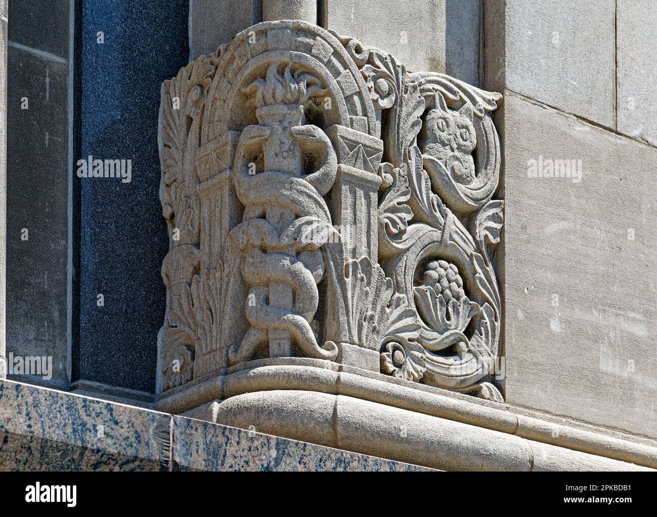 Williamsburgh Savings Bank’s limestone base is richly carved with ...