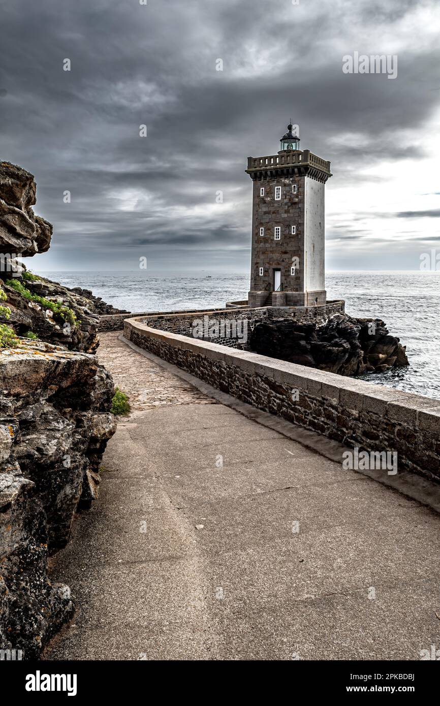 Lighthouse Phare De Kermorvan At Village Le Conquet At The Finistere ...