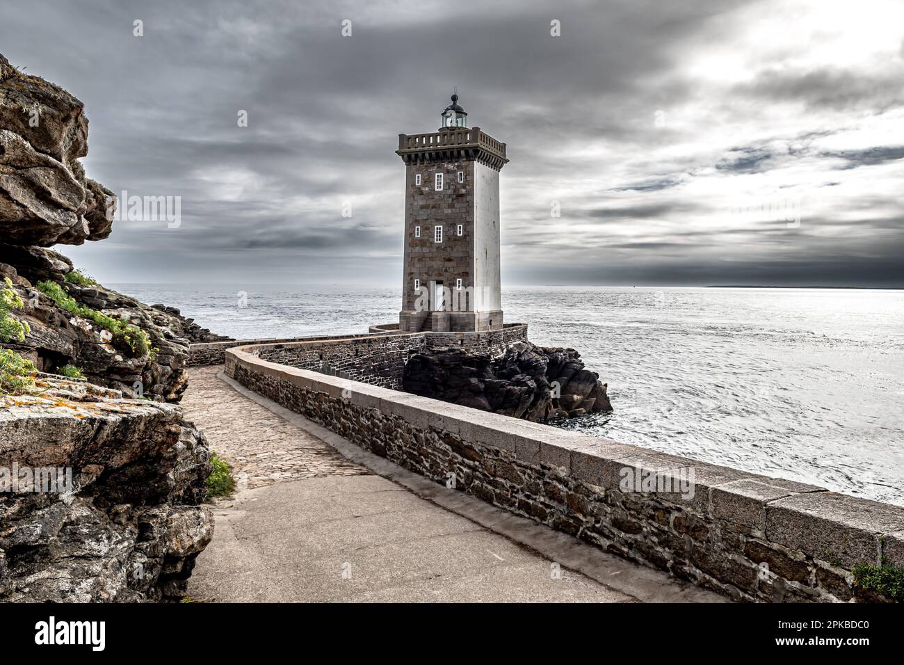 Lighthouse Phare De Kermorvan At Village Le Conquet At The Finistere ...