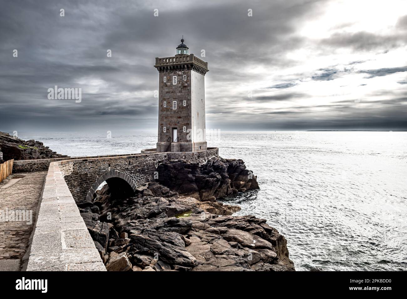 Lighthouse Phare De Kermorvan At Village Le Conquet At The Finistere ...