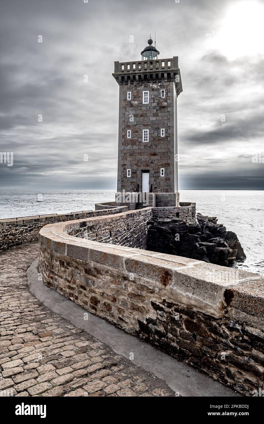 Lighthouse Phare De Kermorvan At Village Le Conquet At The Finistere ...