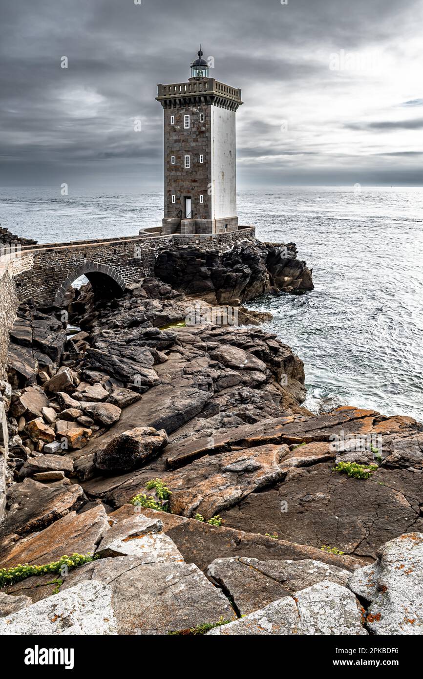 Lighthouse Phare De Kermorvan At Village Le Conquet At The Finistere ...