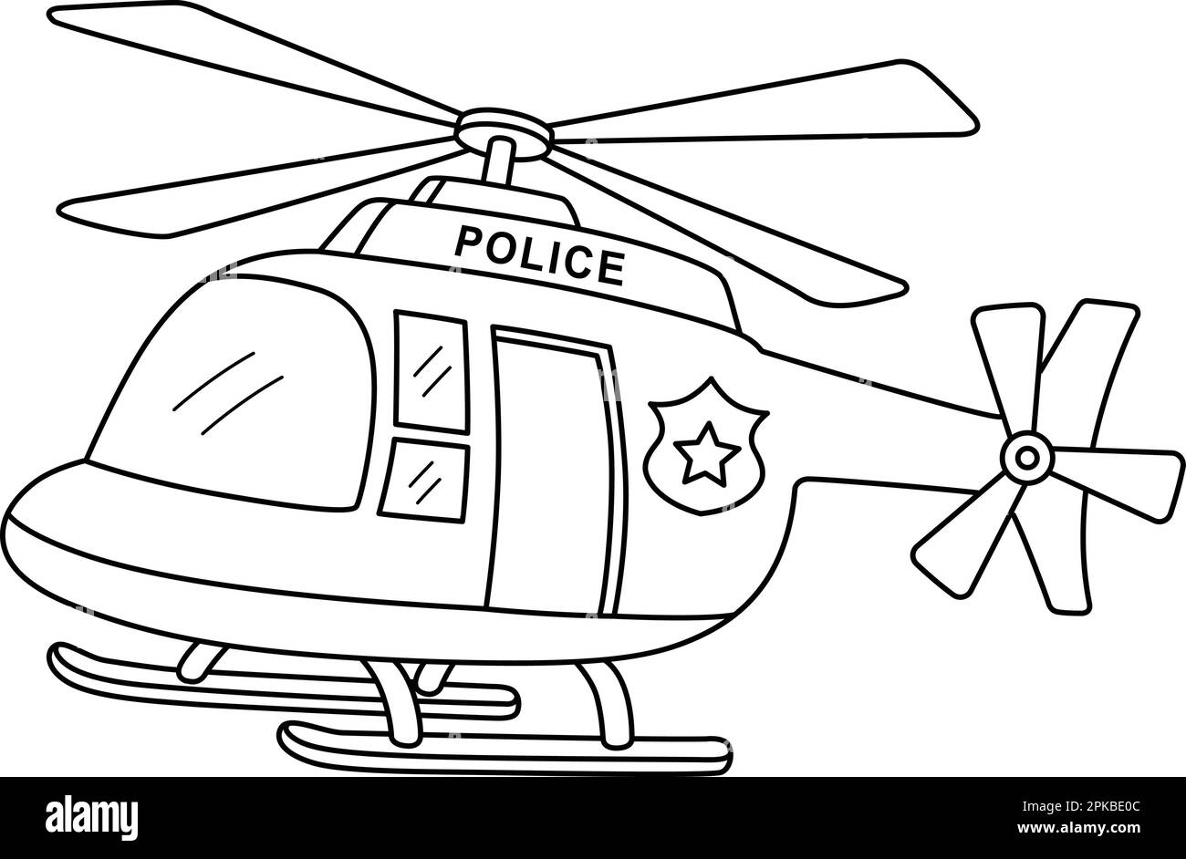 Police Helicopter Isolated Coloring Page for Kids Stock Vector Image ...