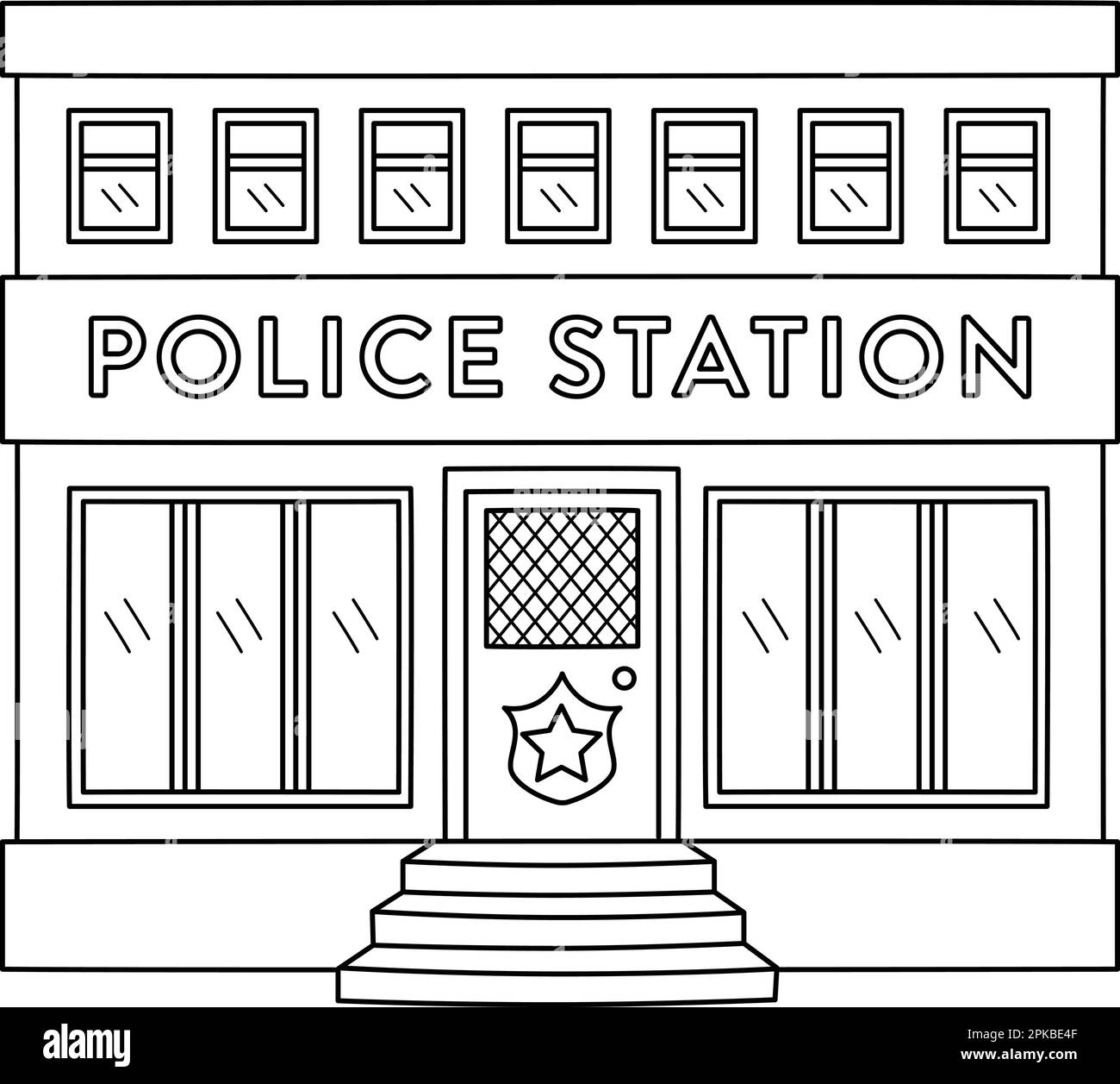 Police Station Isolated Coloring Page for Kids Stock Vector Image & Art ...