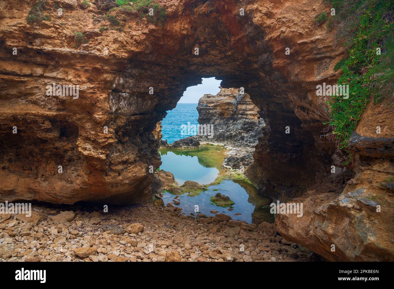 A scenic landscape shot of a stunning coastal view of the ocean seen ...