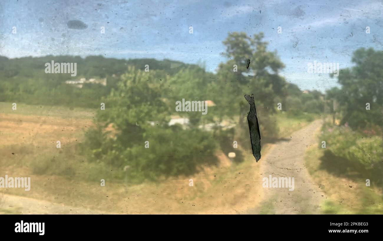 Smudge on a train window moving, dirty glass Stock Photo - Alamy