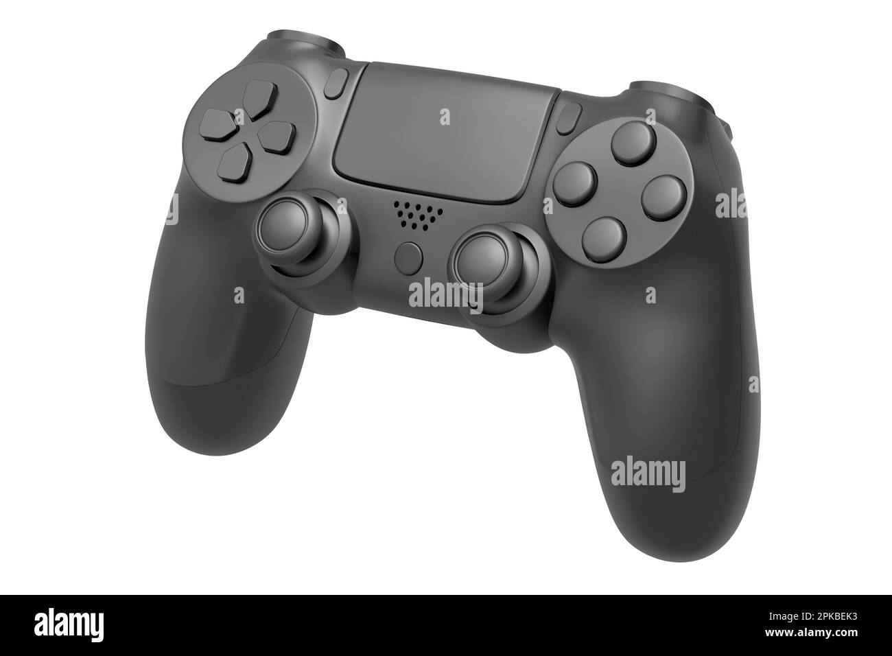 Realistic video game joystick with black chrome texture isolated on ...