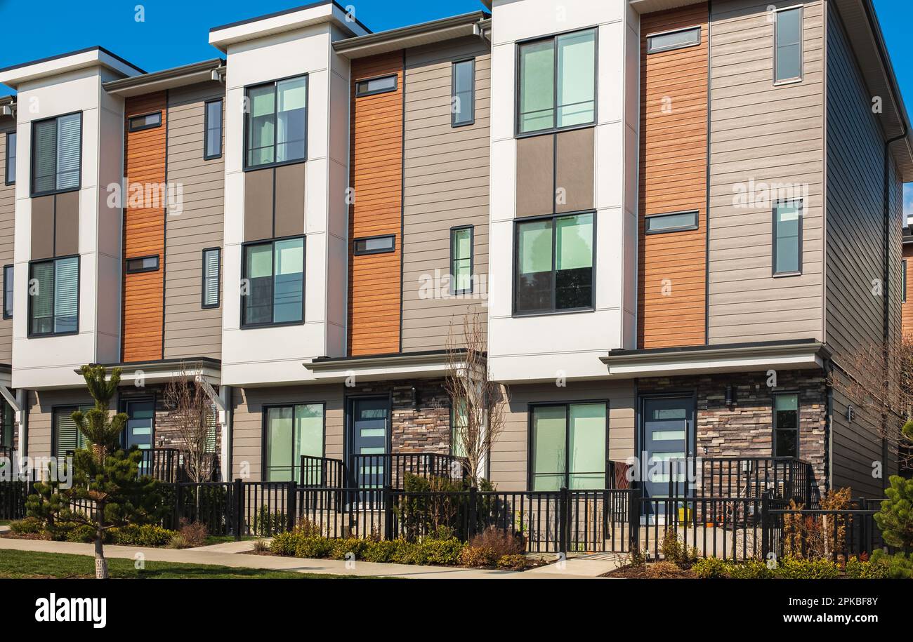New residential townhouses. Modern apartment buildings in Canada ...