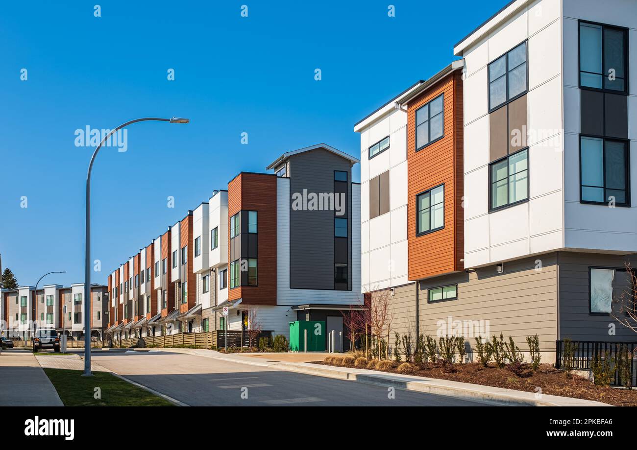 New residential townhouses. Modern apartment buildings in Canada ...