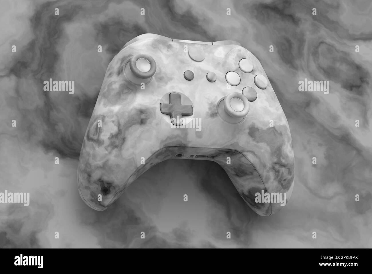 Realistic video game joystick with black marble texture on black ...