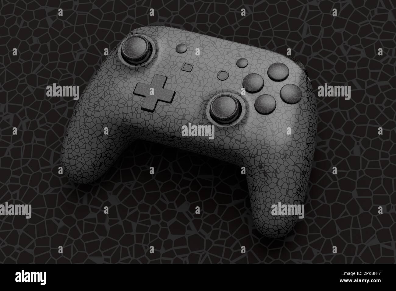 Realistic video game joystick with black chrome texture isolated on ...