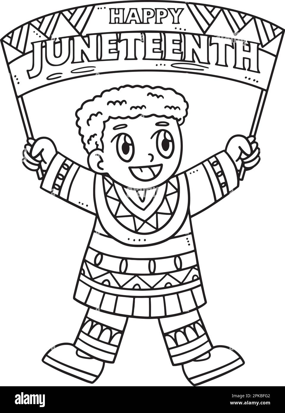 Happy Juneteenth Banner Isolated Coloring Page Stock Vector Image & Art ...