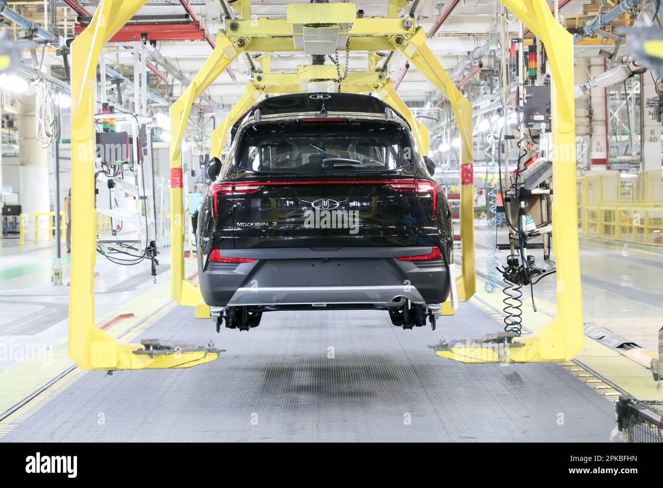 April 06.2023. Russia. Moscow. Car assembly on the production line of ...