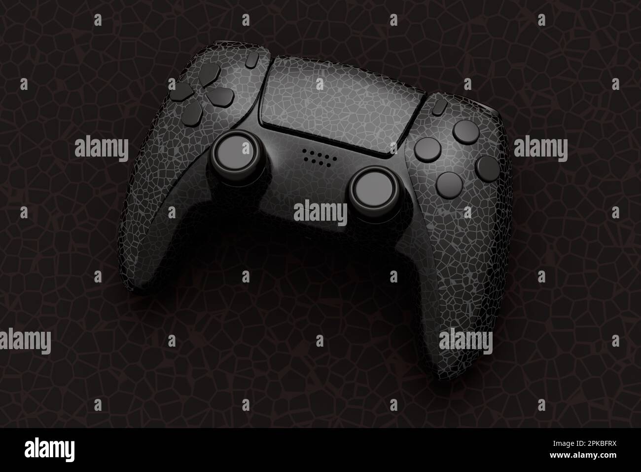 Realistic video game joystick with black chrome texture isolated on ...