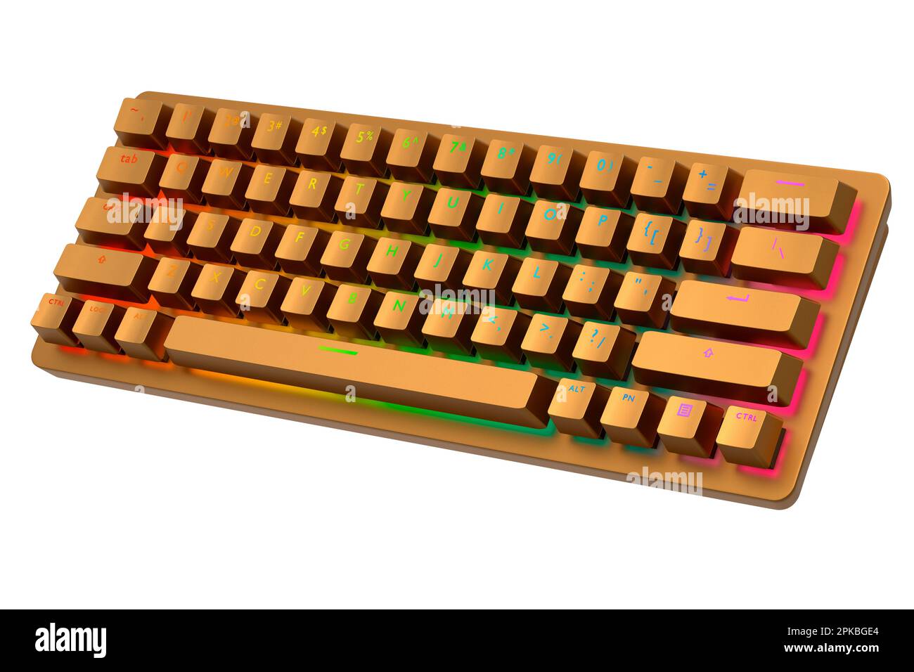 Realistic Computer Keyboard With Golden Chrome Texture Isolated On