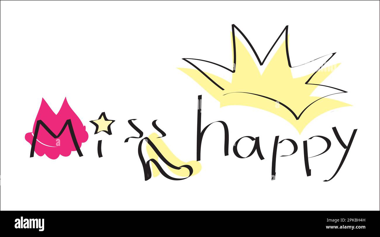 Miss Happy logo on white background Stock Photo - Alamy