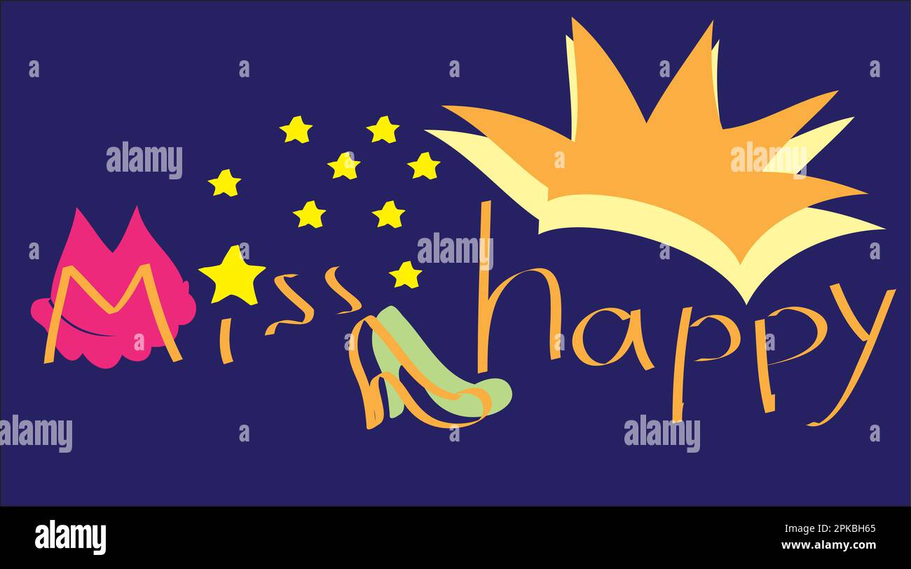 Miss Happy logo on a purple background Stock Photo - Alamy