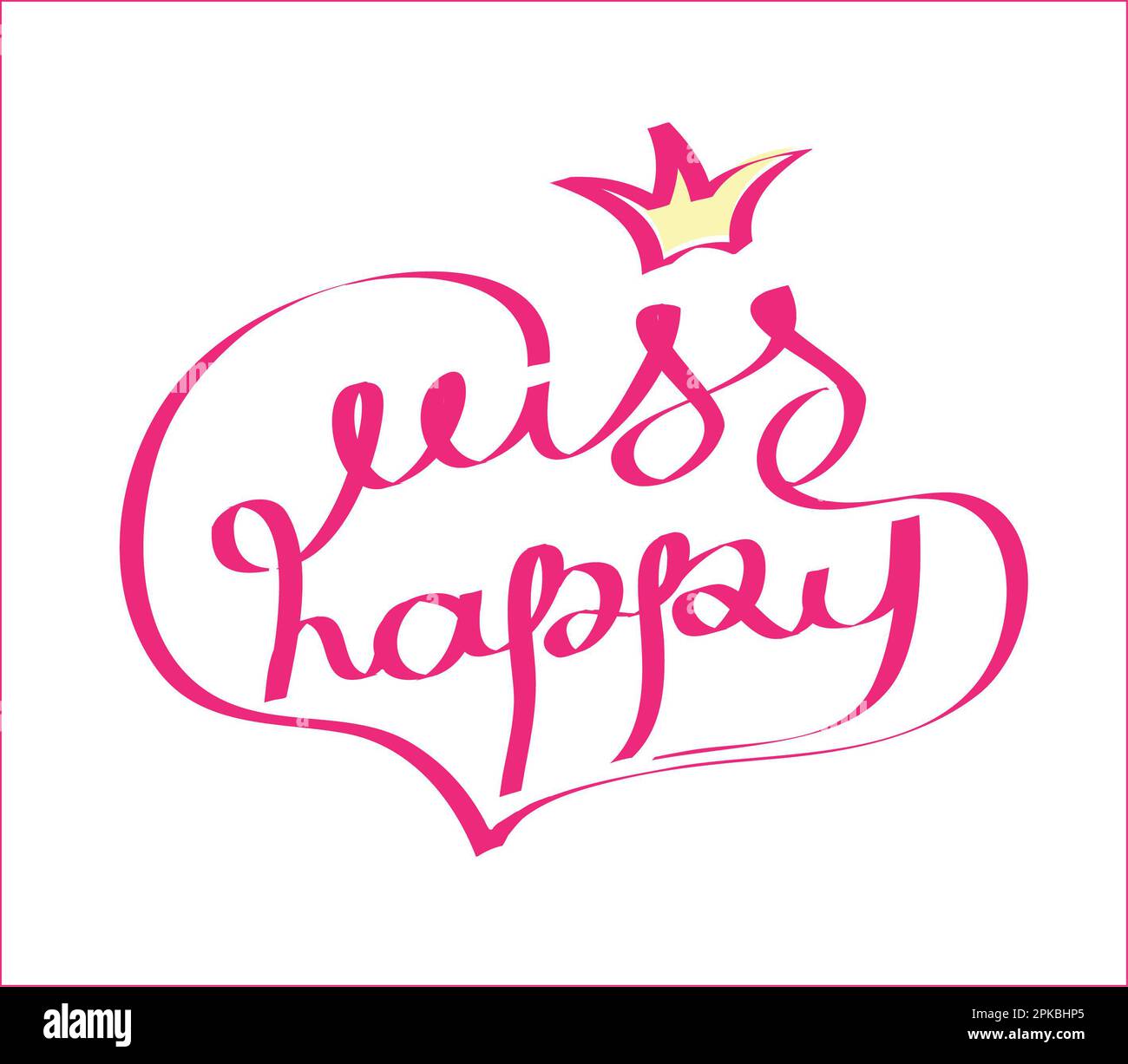 handwritten happy sign with a crown on a pink background Stock Photo ...