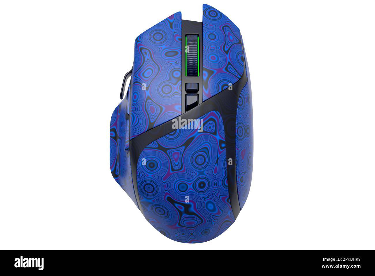 Wireless gaming computer mouse with seamless wavy pattern on white ...