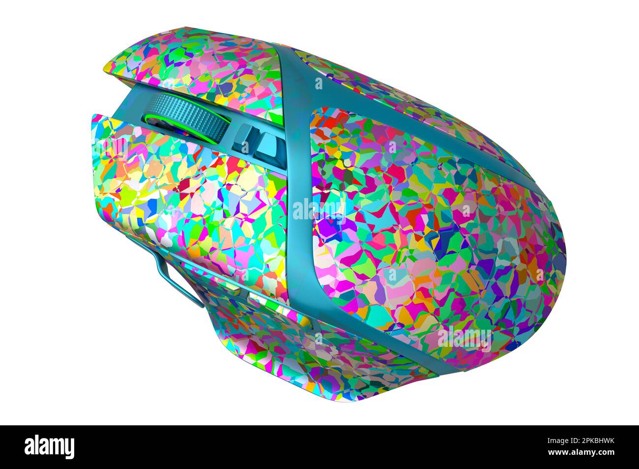 Wireless gaming computer mouse with mosaic seamless pattern on white ...