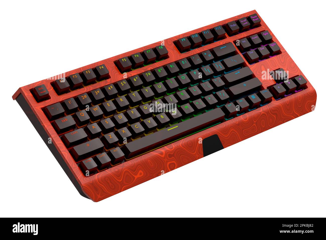 Realistic Computer Keyboard With Seamless Wavy Pattern Isolated On