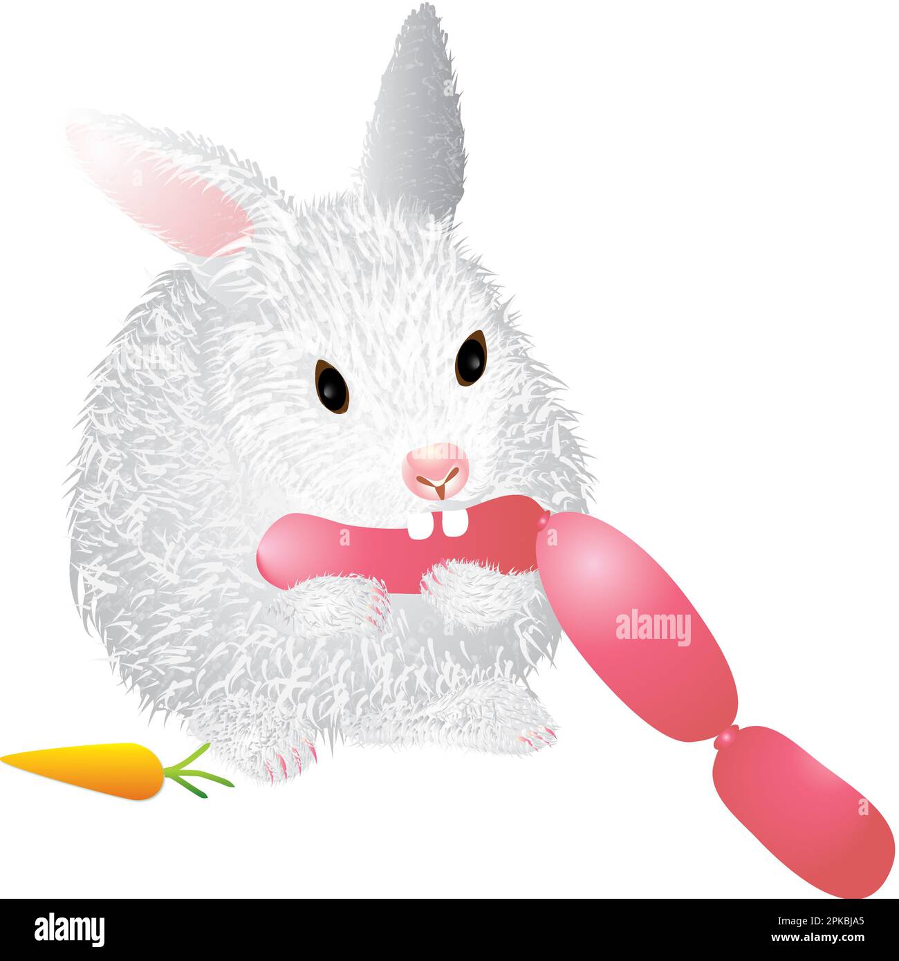 Rabbit is eating sausage Stock Photo - Alamy