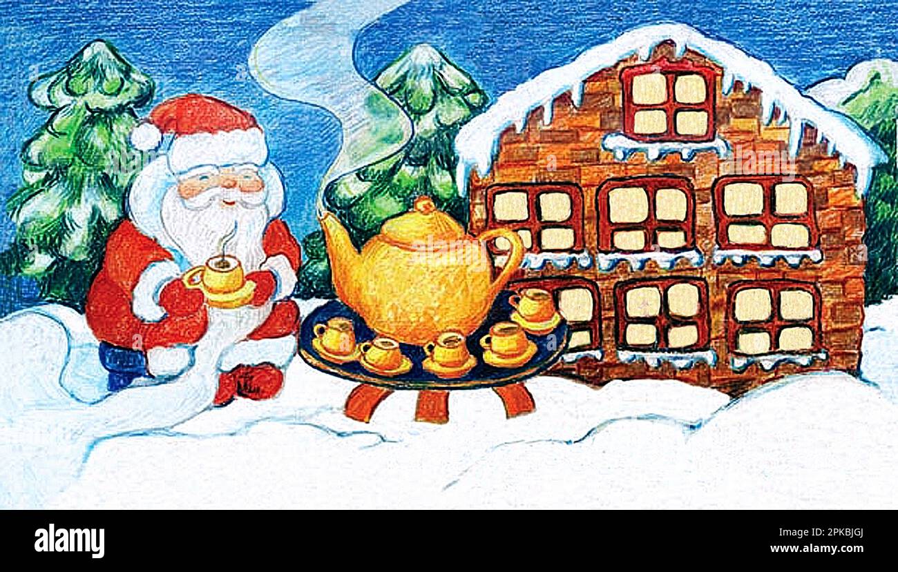 Santa claus is drinking tea Stock Photo - Alamy