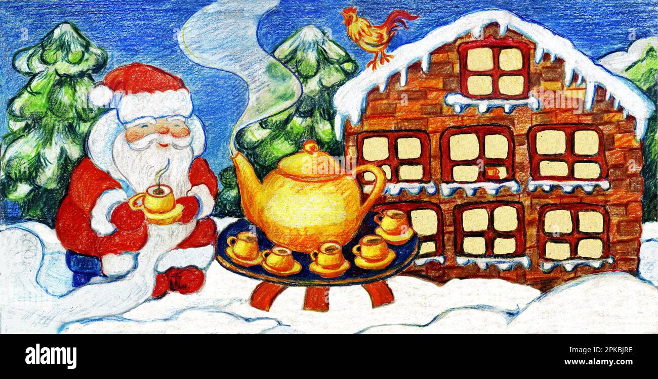 santa claus is drinking tea Stock Photo - Alamy