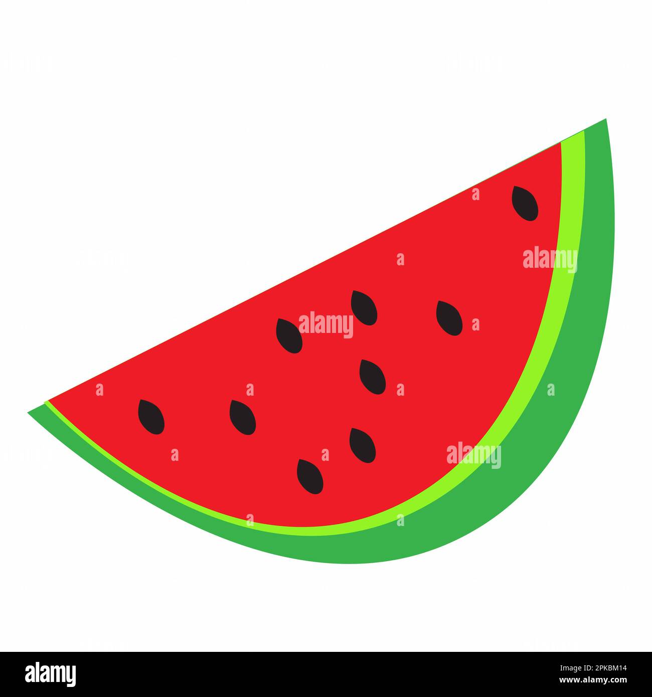 red slice of watermelon with black seeds on a white background, vector ...