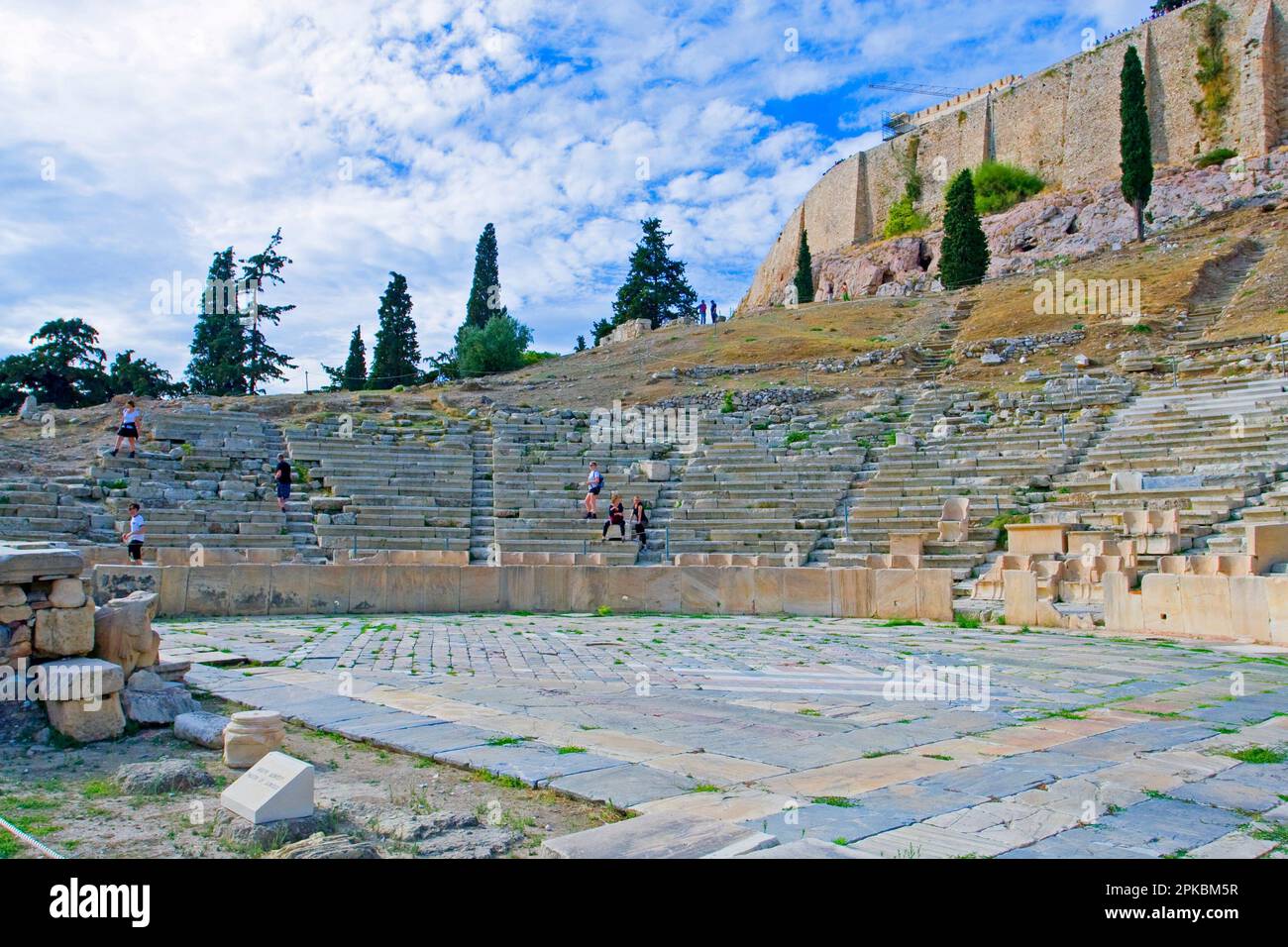 ancient amphitheater Odeon Herod Atticus in the Acropolis in Greece ...